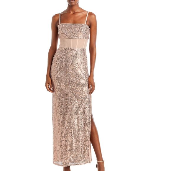 BCBGMaxAzria | Dresses | Bcbgmaxazria Womens Long Sequin Evening Gown ...